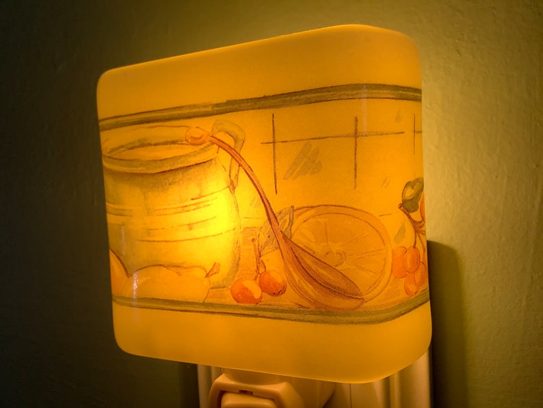 Lemon and Fruit Fused Glass Plug in Fruit Night Light With Draped Sides ...