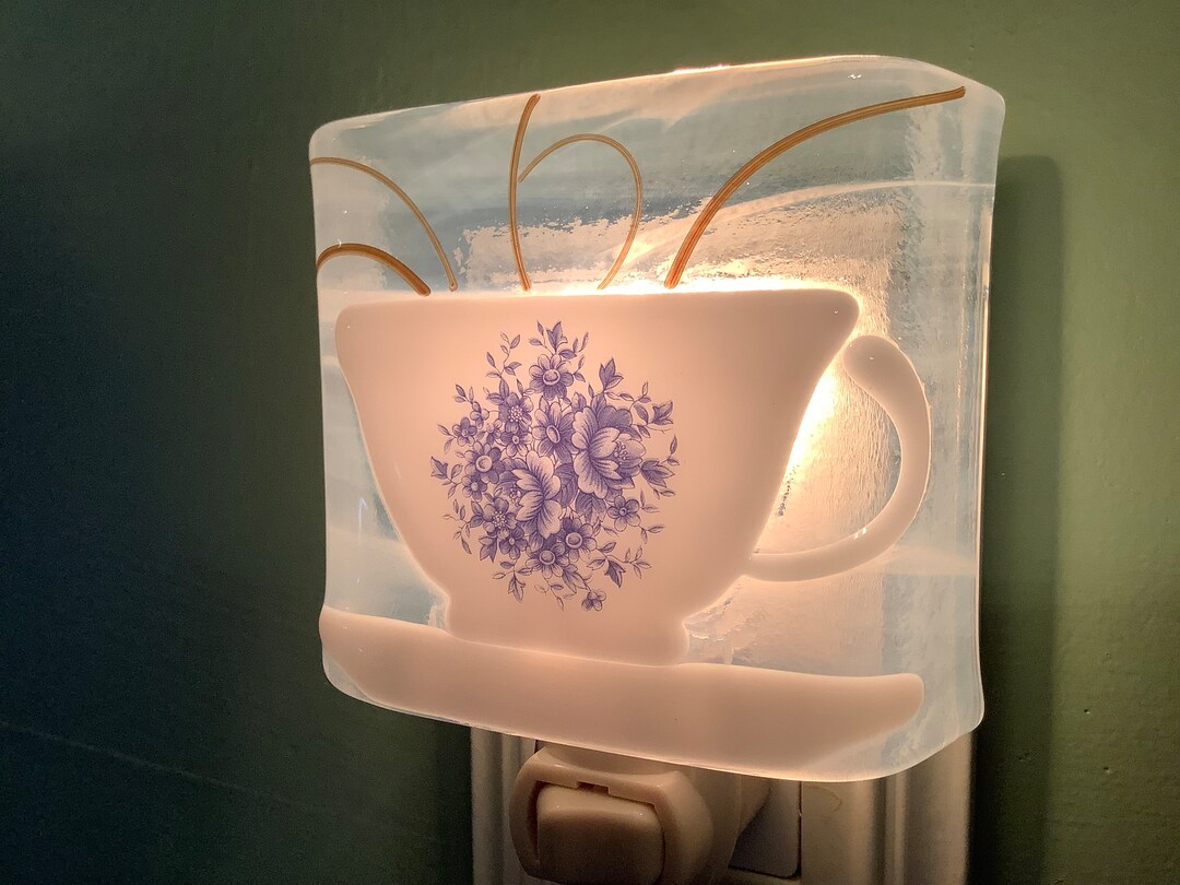 1 Tea Cup Fused Glass Plug in Kitchen Night Light Outlet Sconce - Etsy