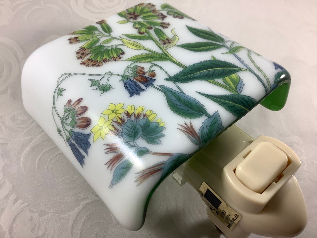 Botanicals Fused Glass Plug in Flower Night Light With Draped - Etsy