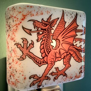 Dragon Fused Glass Plug in Oriental Red Night Light With Draped Curved ...