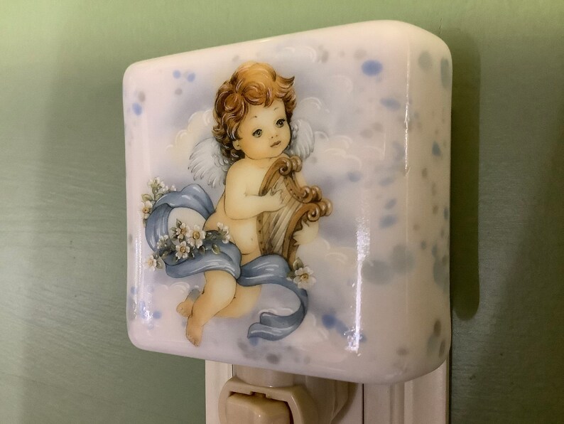 Cherub Fused Glass Plug in Angel Night Light Outlet Sconce - Etsy