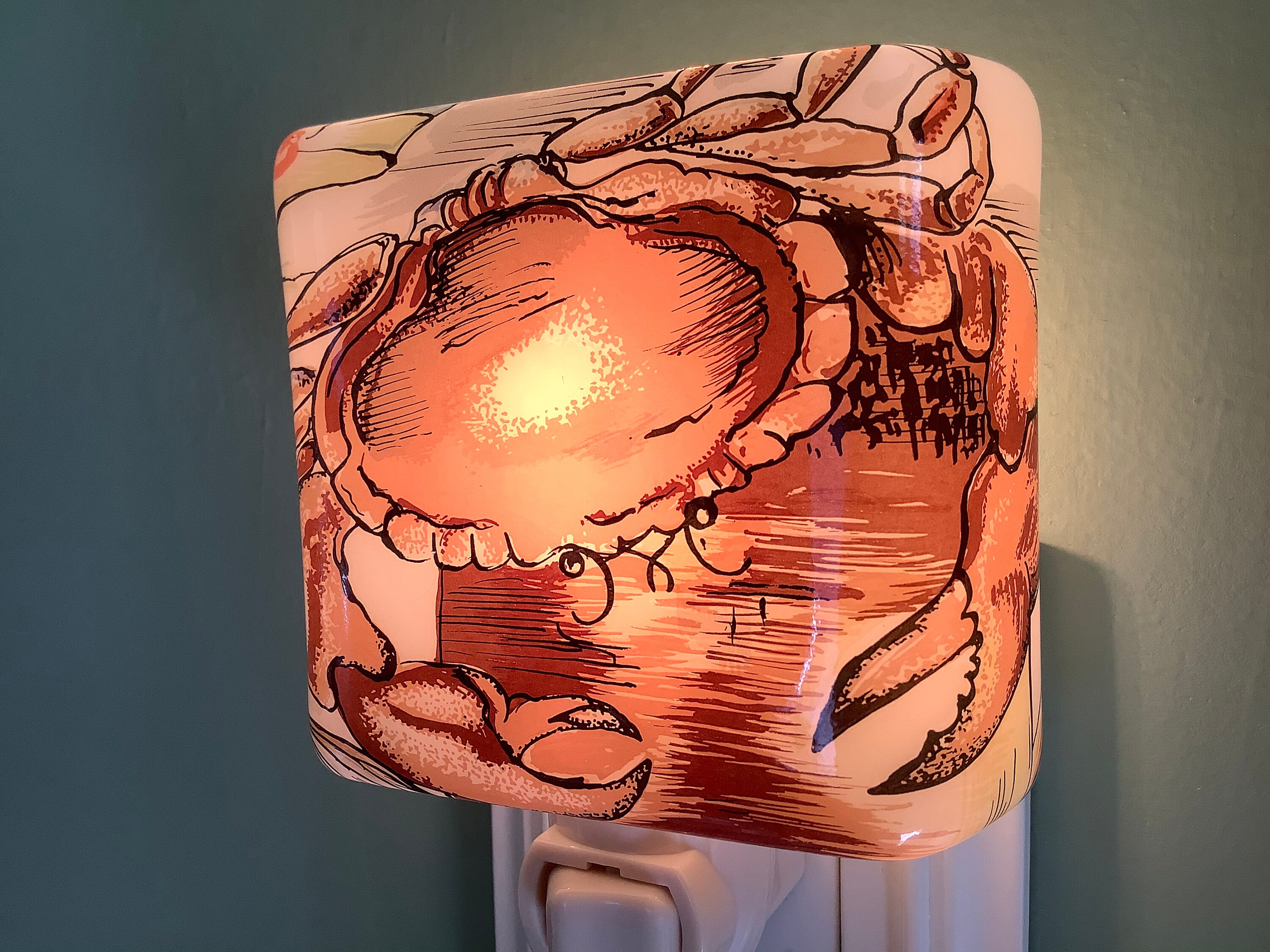 Crab Fused Glass Plug in Kitchen Night Light With Draped Sides - Etsy UK