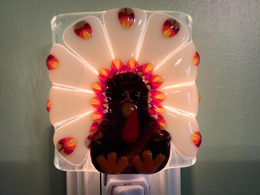 Thanksgiving Turkey Fused Glass Plug in Farmhouse Decor Night Light ...