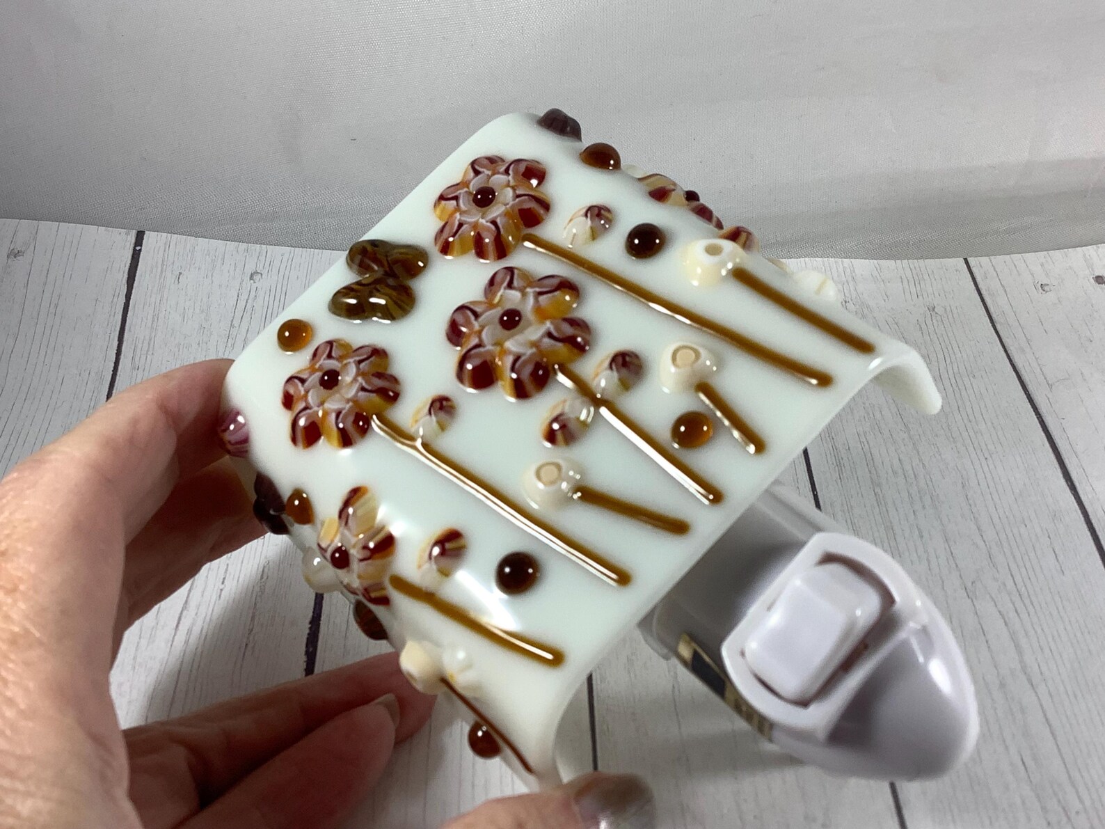 Murrini Brown Meadow Mayhem Glass Plug in Flowers Night Light With ...