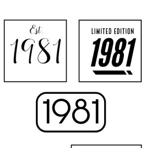 Vintage 1981 Printable SVG Set, 1981 Limited Edition Shirt SVG Designs ...