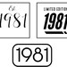 Vintage 1981 Printable SVG Set, 1981 Limited Edition Shirt SVG Designs ...