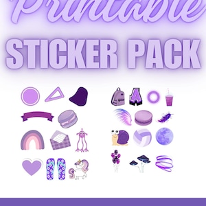 120 Printable Purple Sticker Set, Love Purple Stickers, Digital Sticker ...