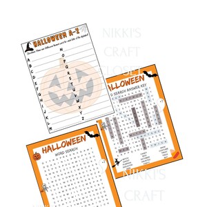 Printable Halloween Activity Set, Halloween Word Search and A to Z ...