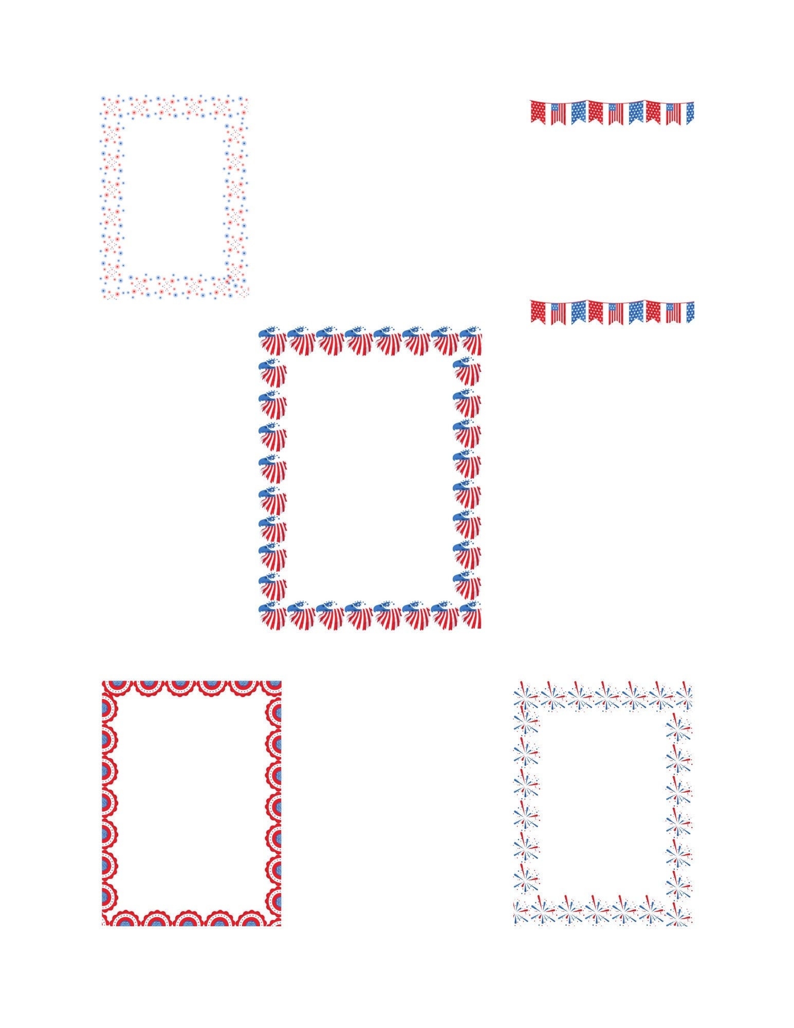 Printable Paper Borders, Red White Blue Invitation Borders, Printable ...