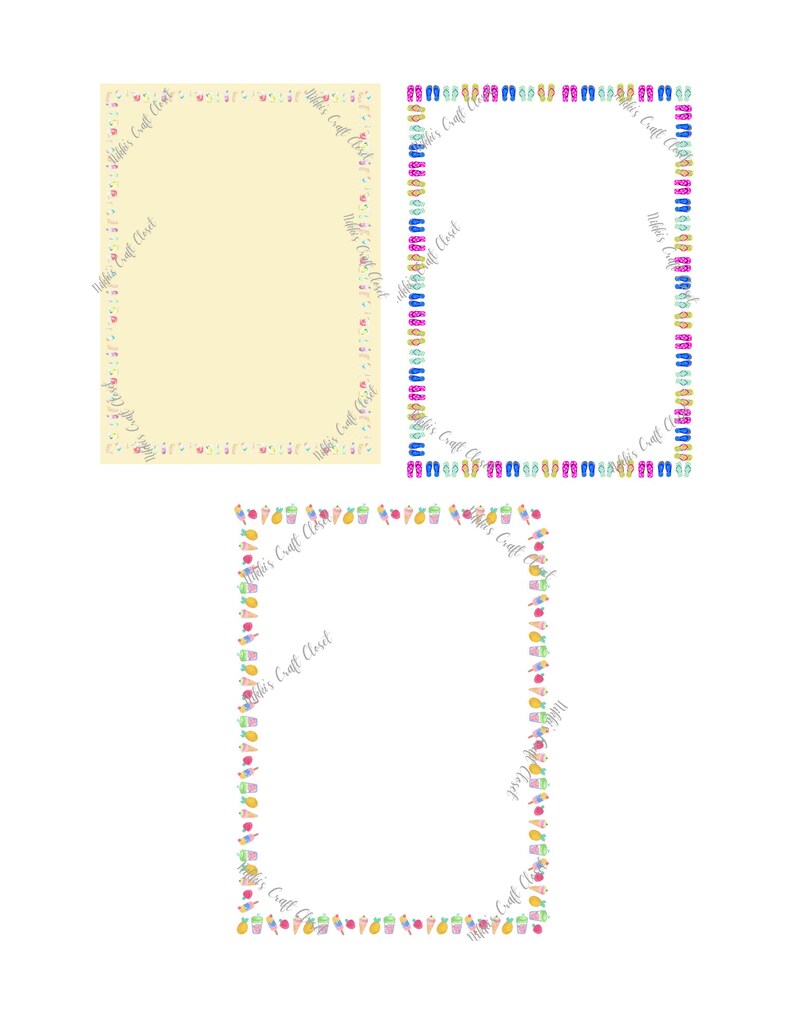 Summer Printable Paper Borders, Beach Paper for Summer Activities ...