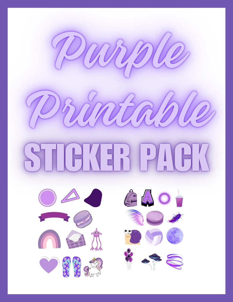 120 Printable Purple Sticker Set, Love Purple Stickers, Digital Sticker ...