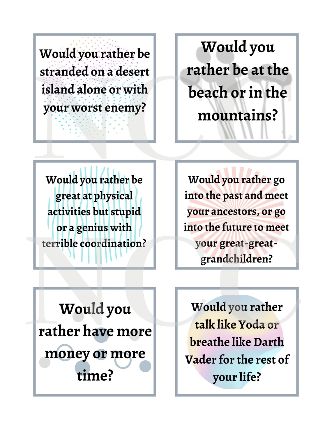 Personalized Icebreaker Printable Team Building Cards, Group or Family ...