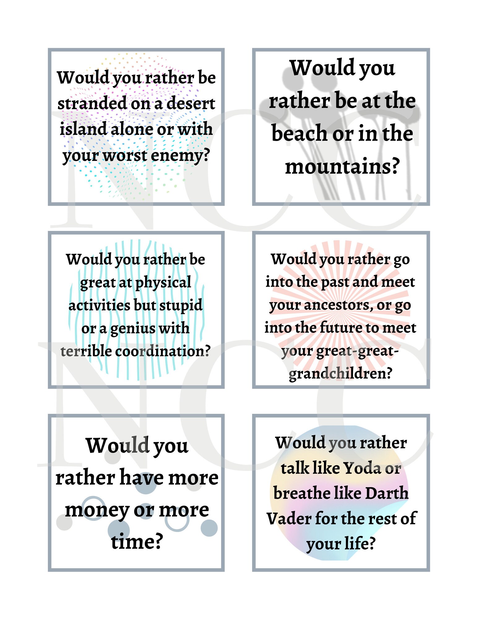 Personalized Icebreaker Printable Team Building Cards, Group or Family ...