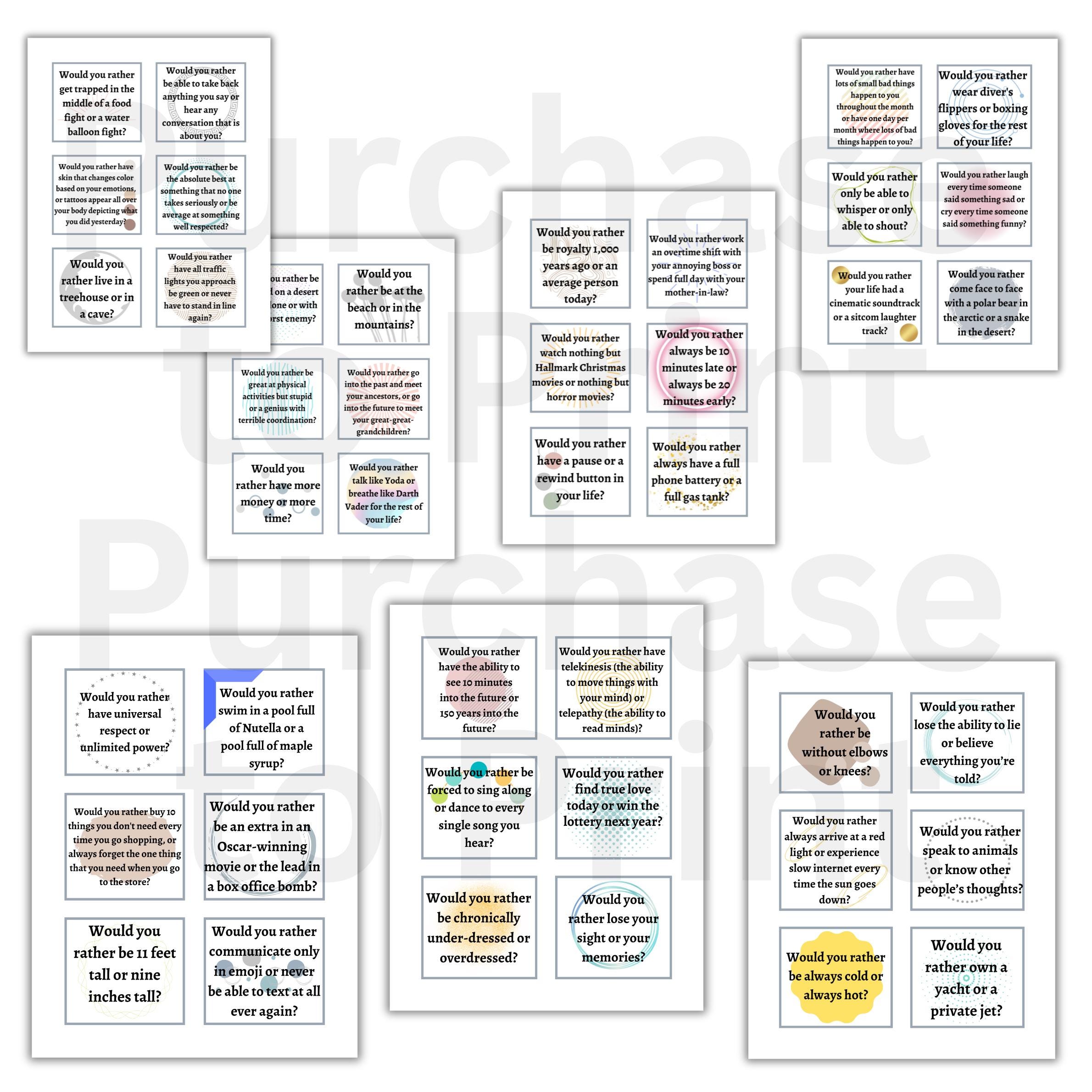 Would You Rather Icebreaker Printable Team Building Cards, Group or ...