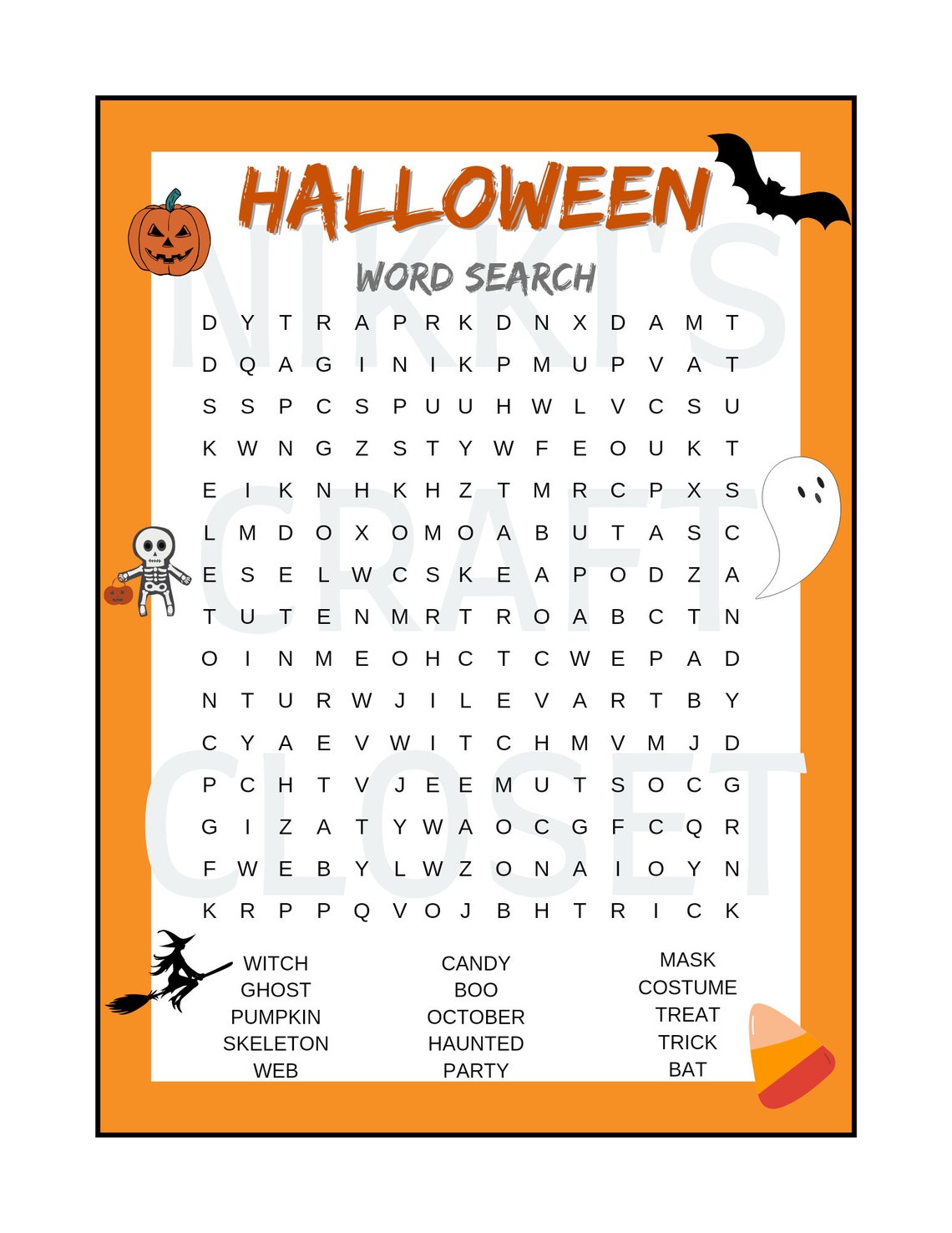 Printable Halloween Activity Set, Halloween Word Search and A to Z ...