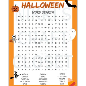 Printable Halloween Activity Set, Halloween Word Search and A to Z ...