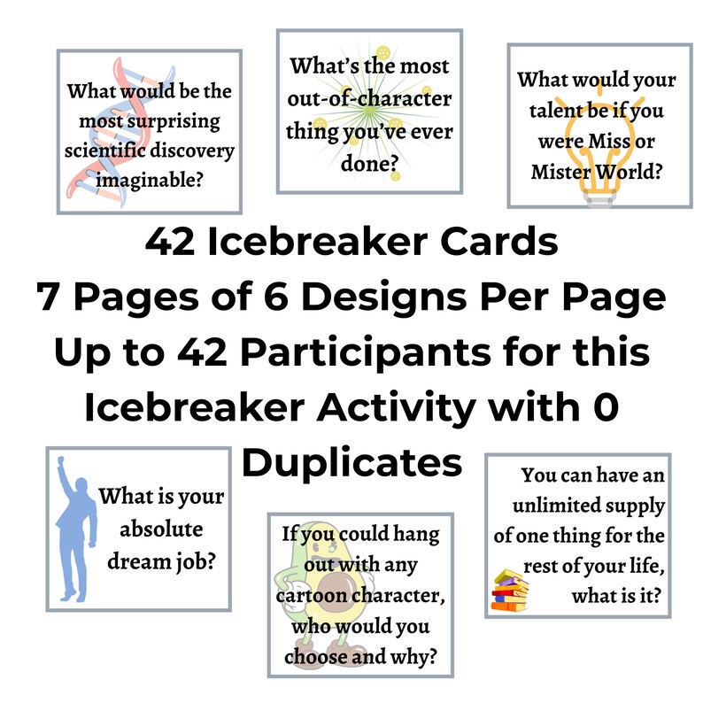 Personalized Icebreaker Printable Team Building Cards, Meeting ...