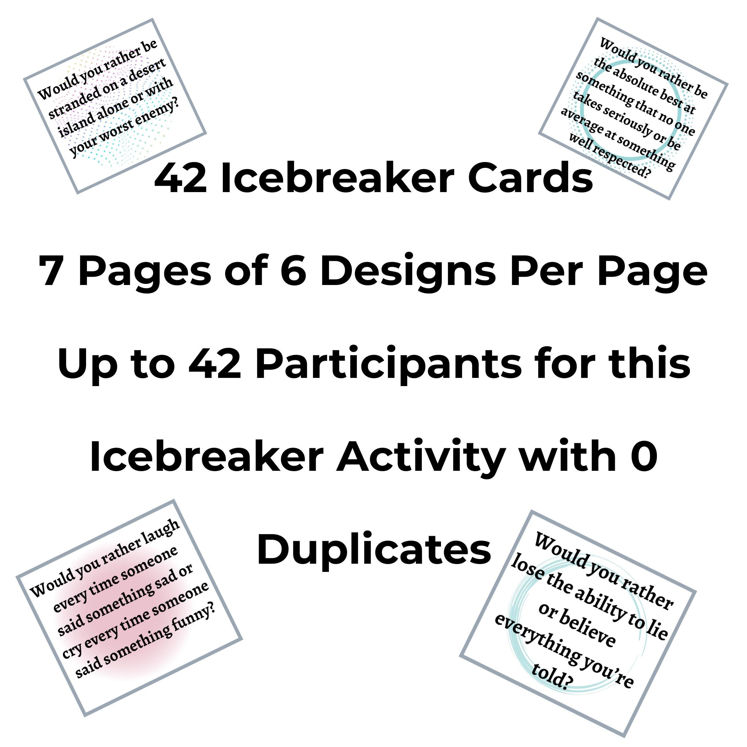 Would You Rather Icebreaker Printable Team Building Cards, Group or ...