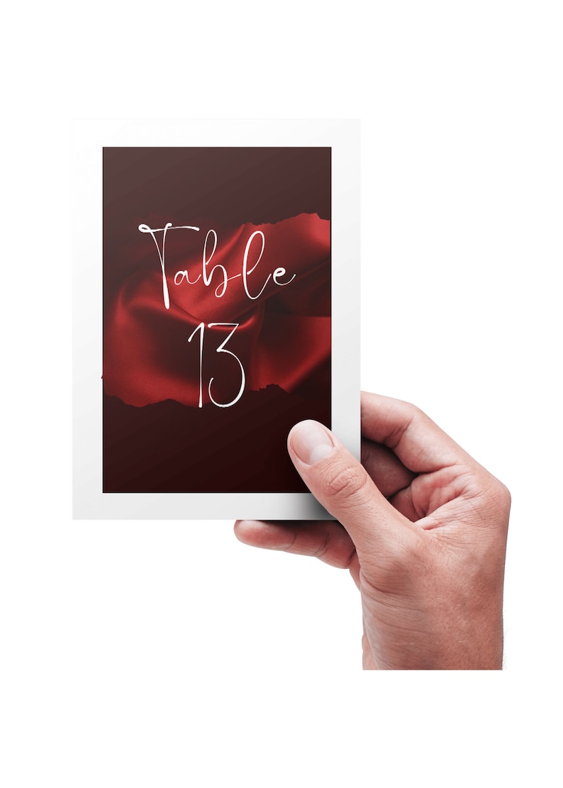Printable Red and Black Wedding Table Numbers, 25 Dark Red Reception ...