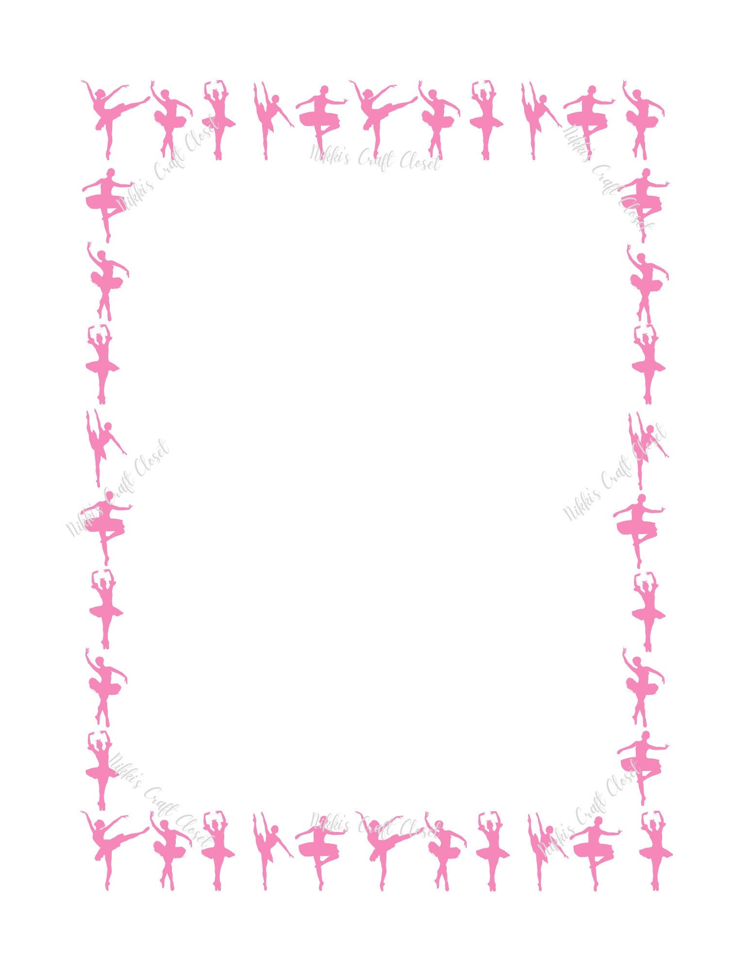 Girl Printable Paper Borders, Girl Invitation Frames, Set of Four ...