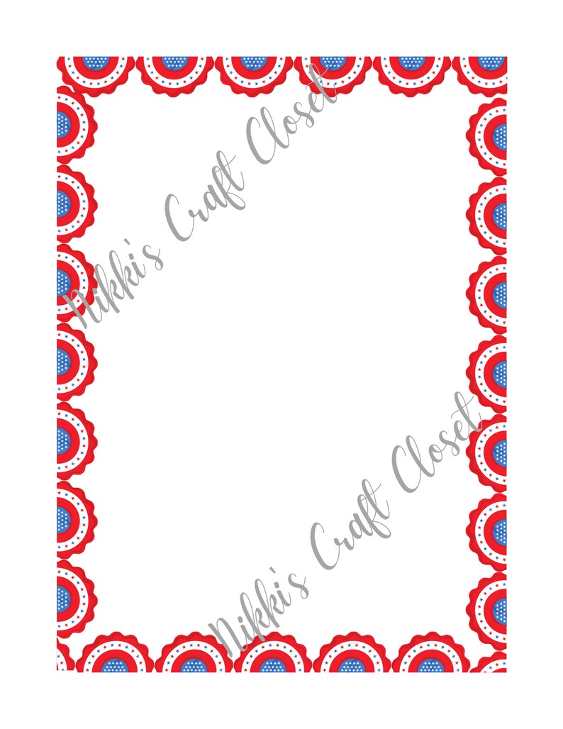 Printable Paper Borders, Red White Blue Invitation Borders, Printable ...