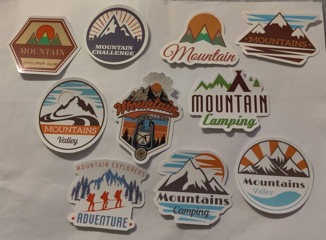 Mountain Adventure Vinyl Stickers, Set of 10 Mountain Water Bottle ...