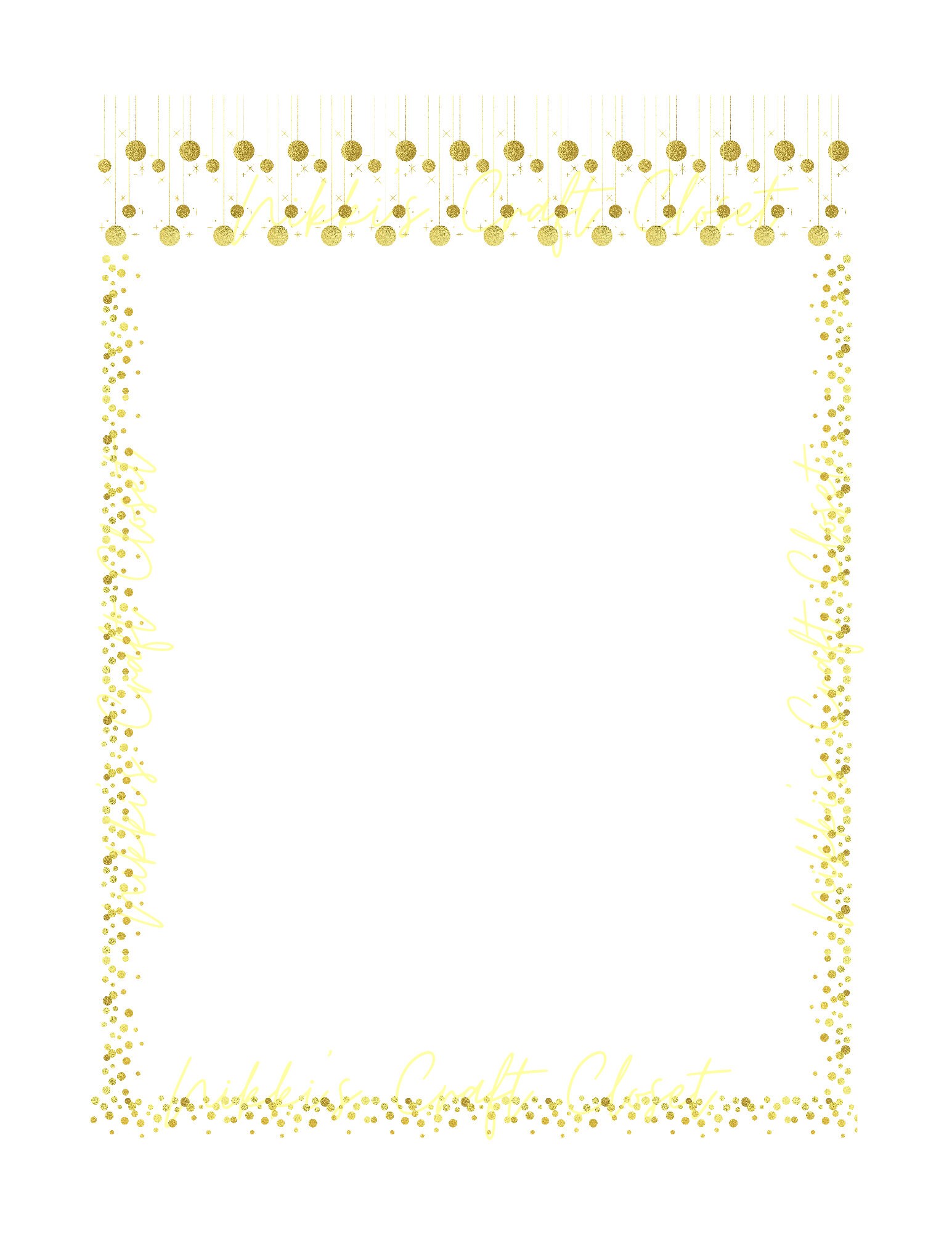 Gold Paper Borders, Golden Invitation Borders, Printable Holiday Frames ...