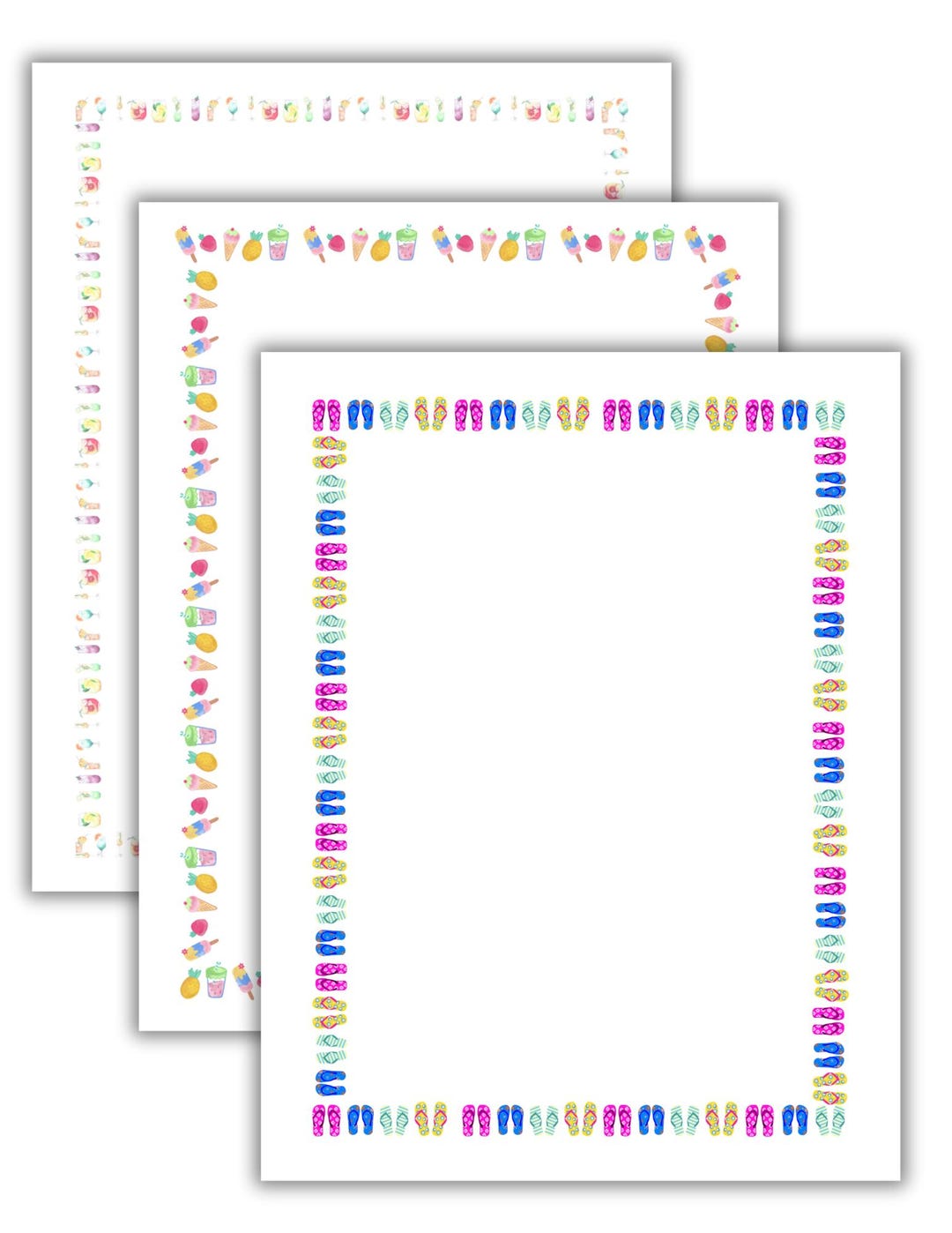 Summer Printable Paper Borders, Beach Paper for Summer Activities ...