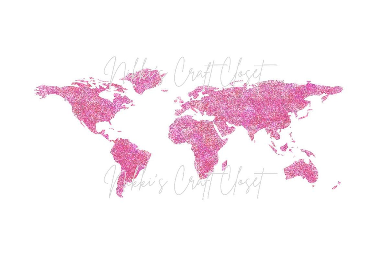 Pink Glitter World Outline, Sparkle Map, Pink World Map - Etsy