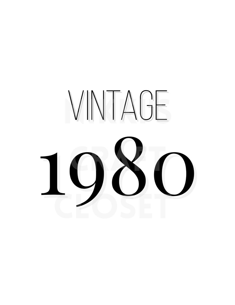 1980 Shirt Designs, 1980 Birth Year, Vintage 1980 Printable, 1980 ...