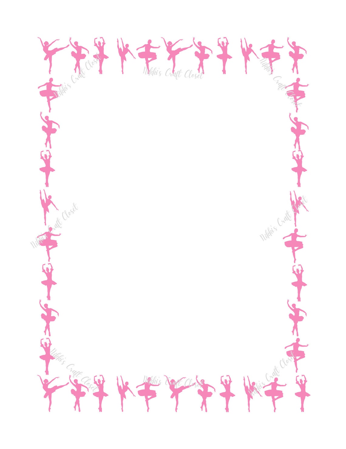 Girl Printable Paper Borders, Girl Invitation Frames, Set of Four ...