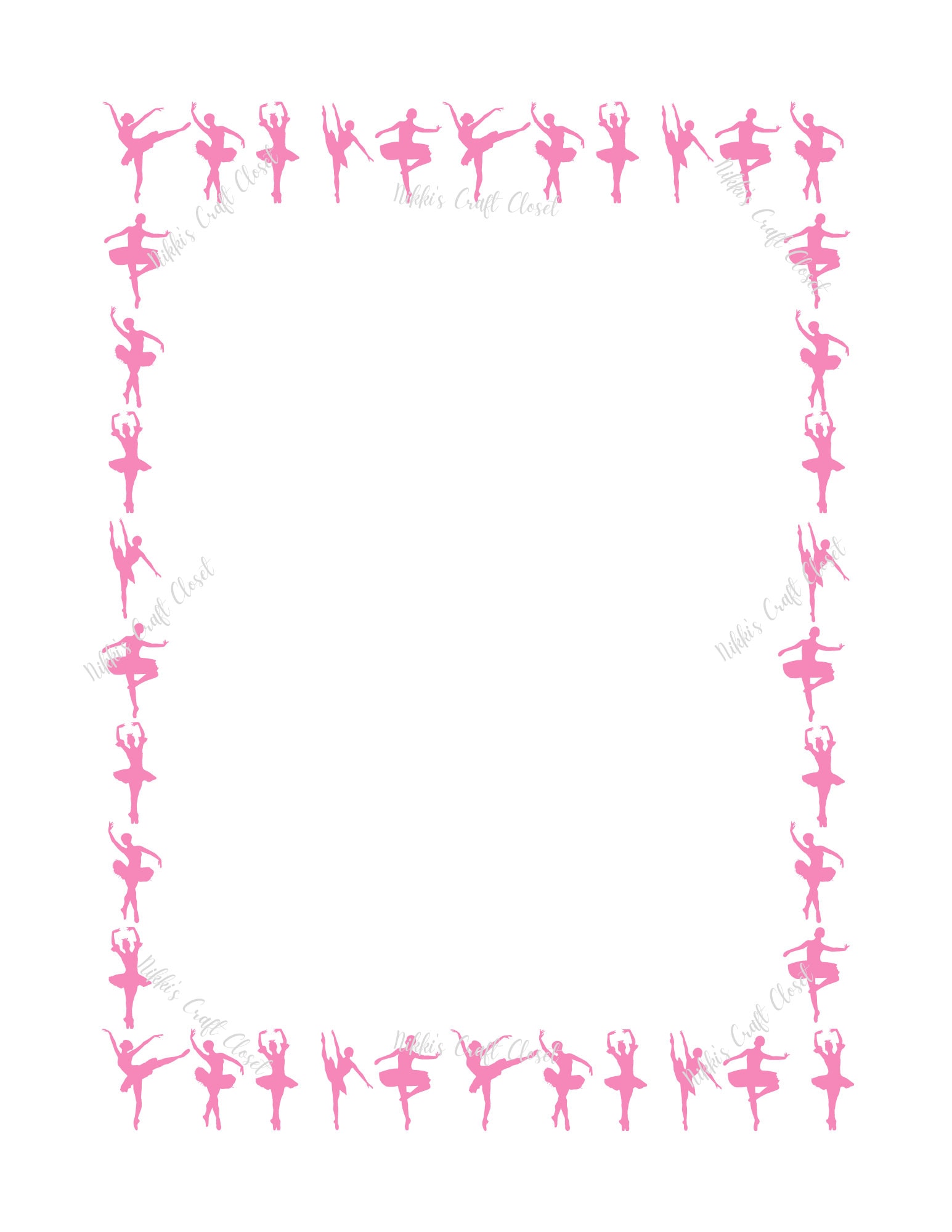 Girl Printable Paper Borders, Girl Invitation Frames, Set of Four ...
