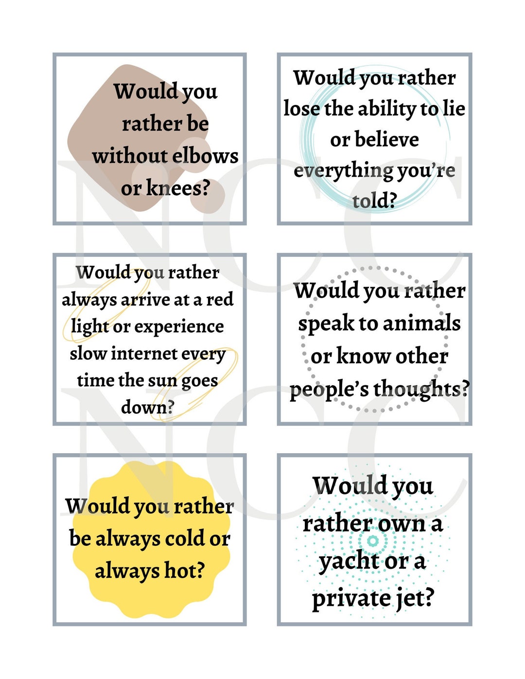 Personalized Icebreaker Printable Team Building Cards, Group or Family ...