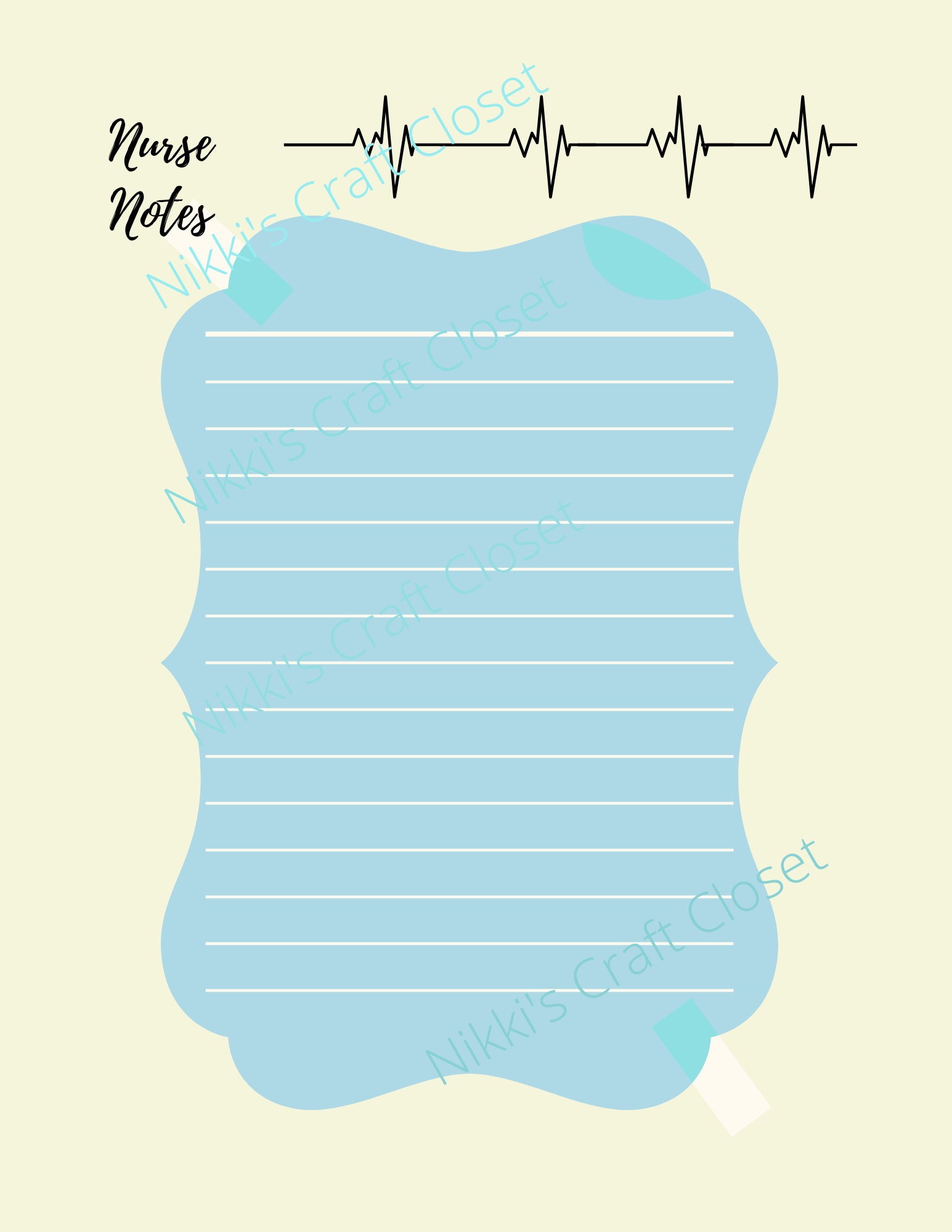 Printable Nurse Notes Note-taking Paper for Healthcare RN - Etsy