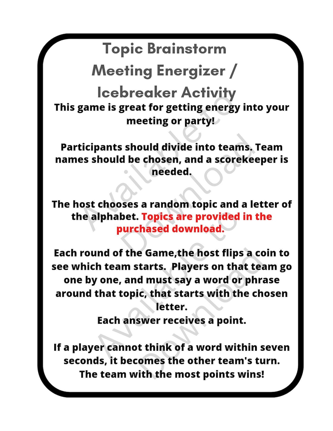 Personalized Printable Group Game, Meeting Icebreaker, Classroom Game ...