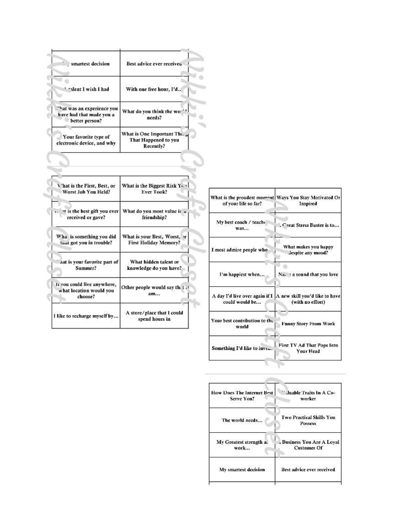 Printable Team Building Questions, Get to Know You Activity, 40 ...