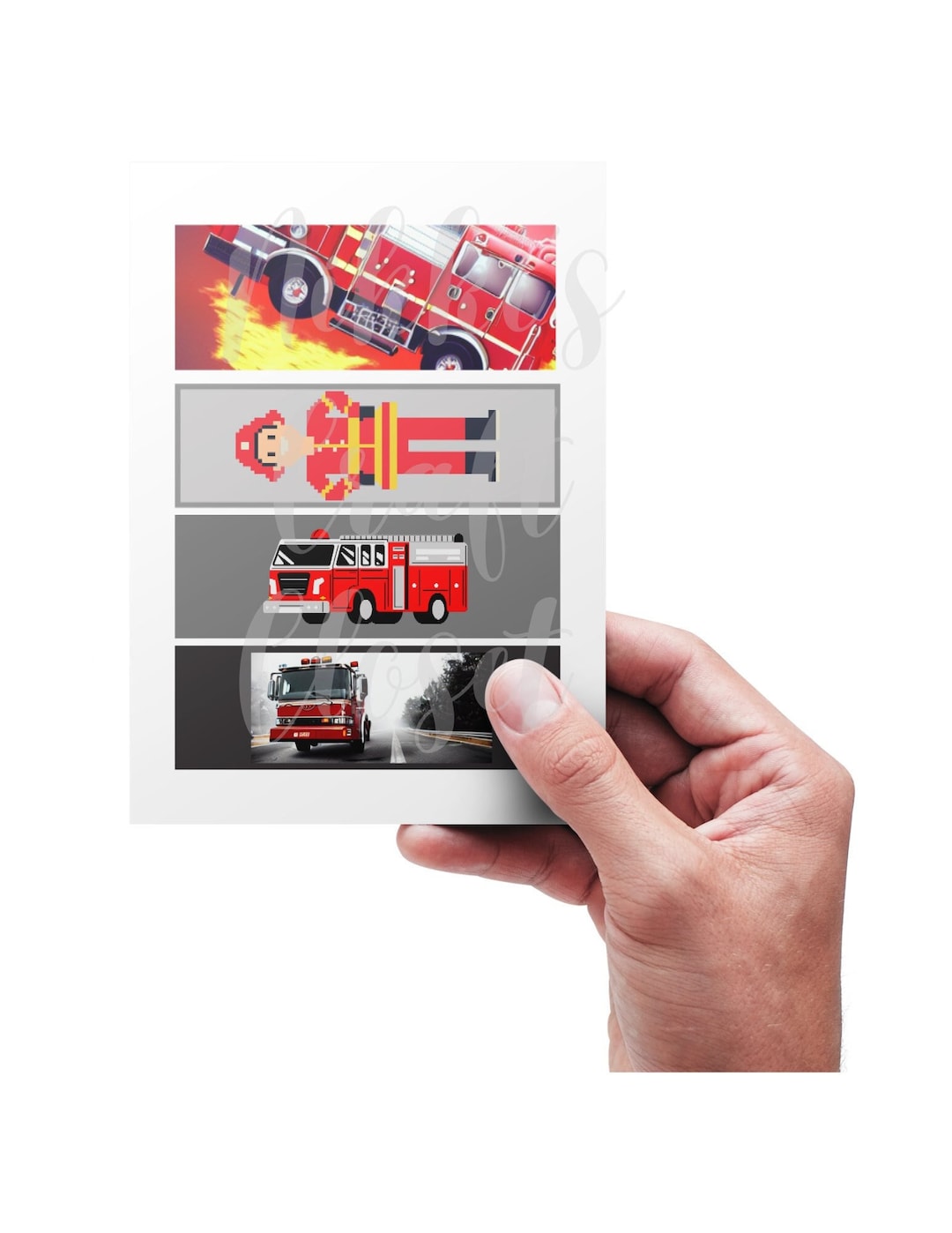 Printable Firetruck Bookmarks, Firefighter Bookmark Set, Fireman Gift ...