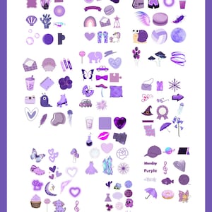 120 Printable Purple Sticker Set, Love Purple Stickers, Digital Sticker ...