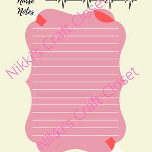 Printable Nurse Notes, Note-taking Paper for Healthcare RN, Colorful ...