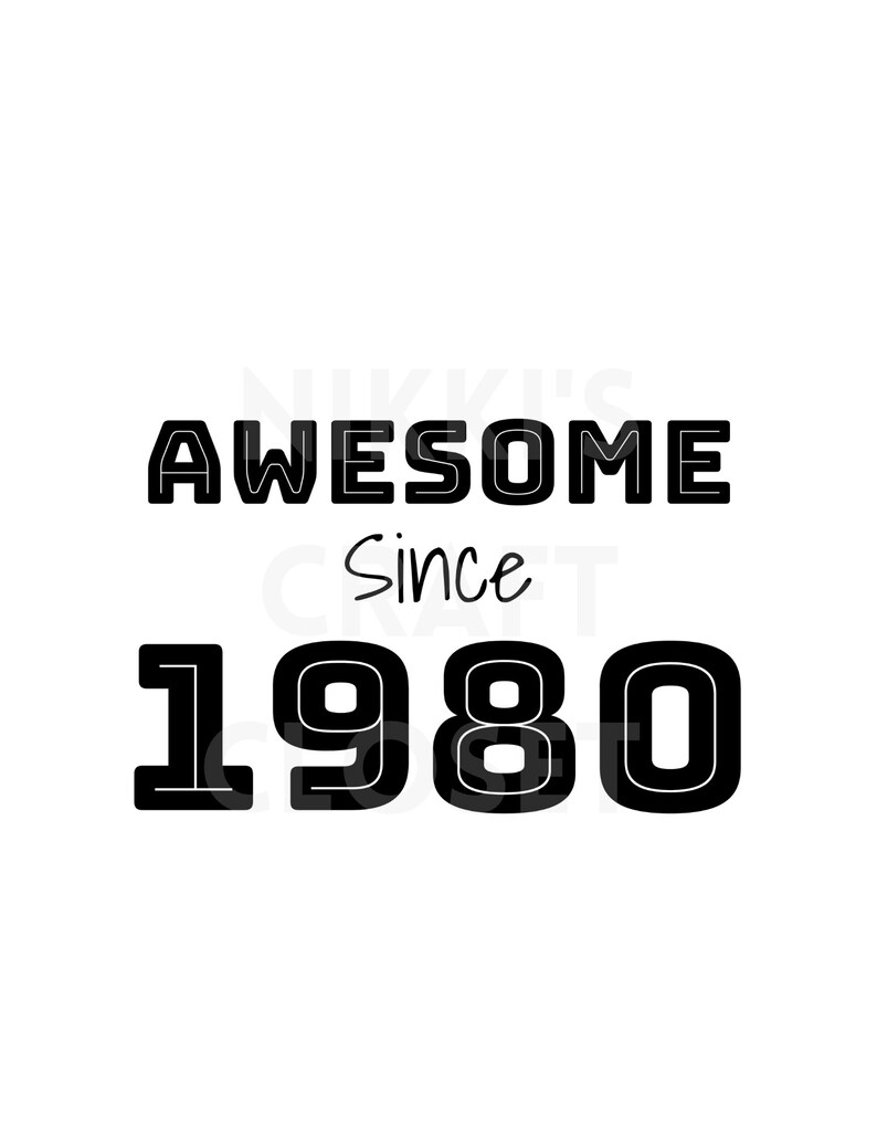 1980 Shirt Designs, 1980 Birth Year, Vintage 1980 Printable, 1980 ...