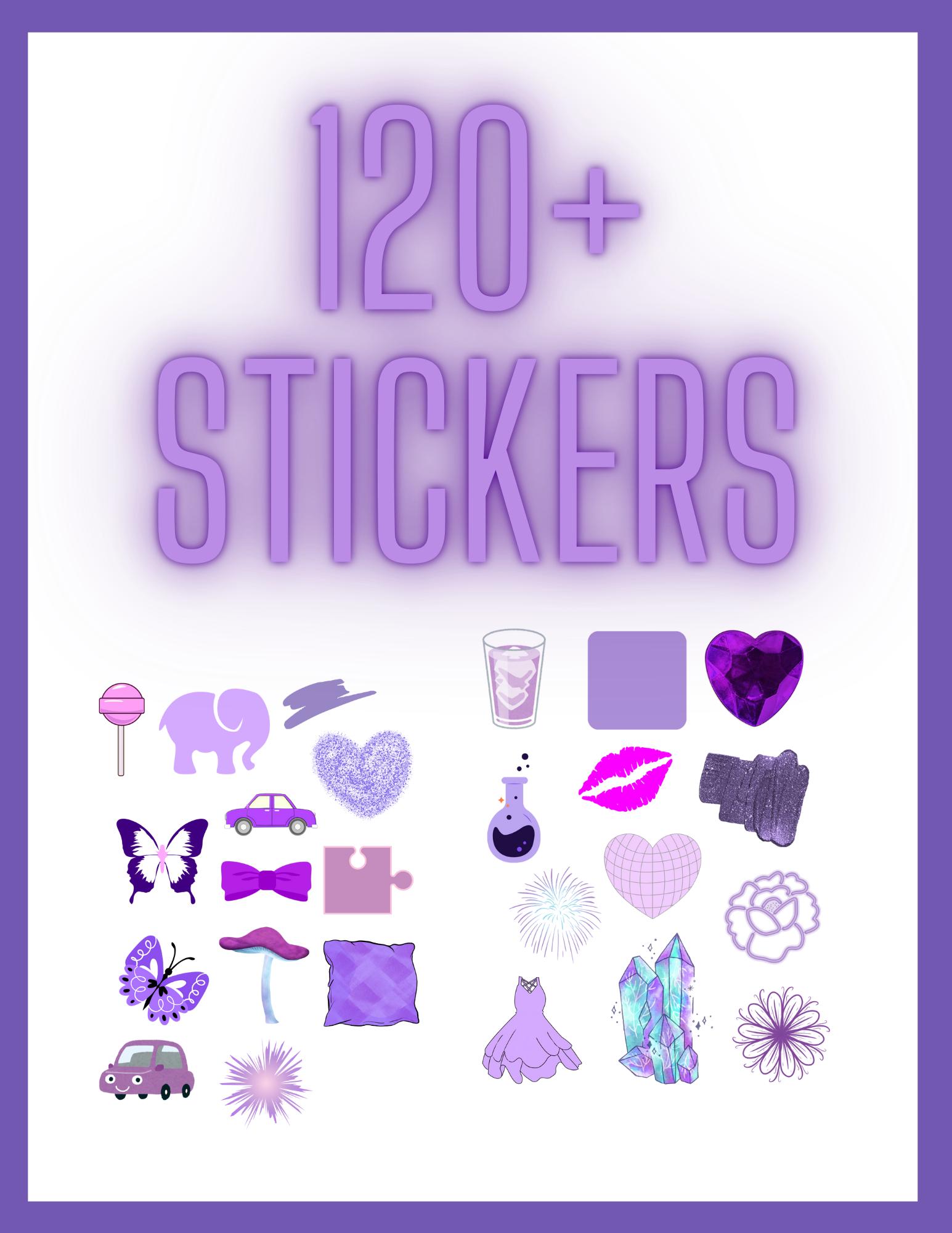 120 Printable Purple Sticker Set, Love Purple Stickers, Digital Sticker ...