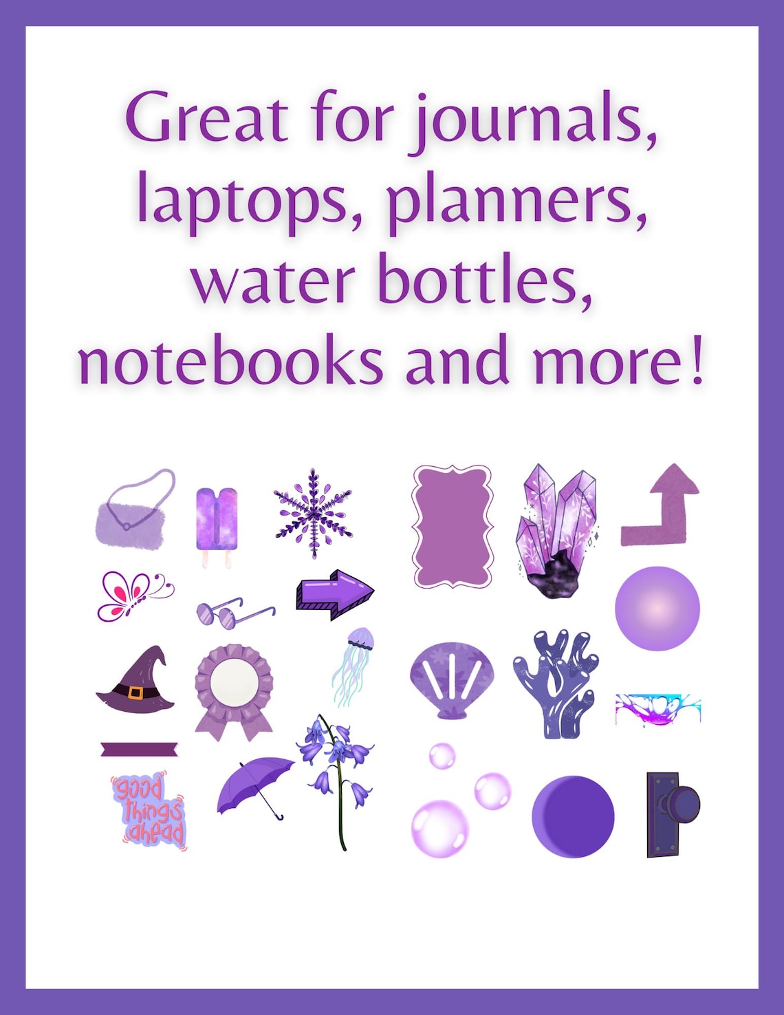 120 Printable Purple Sticker Set, Love Purple Stickers, Digital Sticker ...