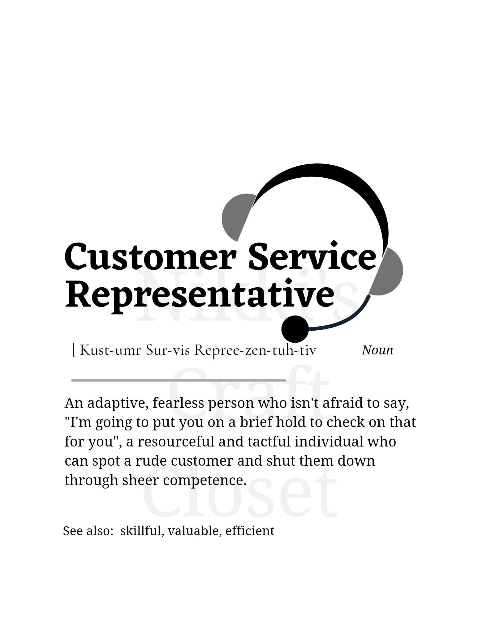Customer Service Representative Definition Printables Set, CSR Gift ...