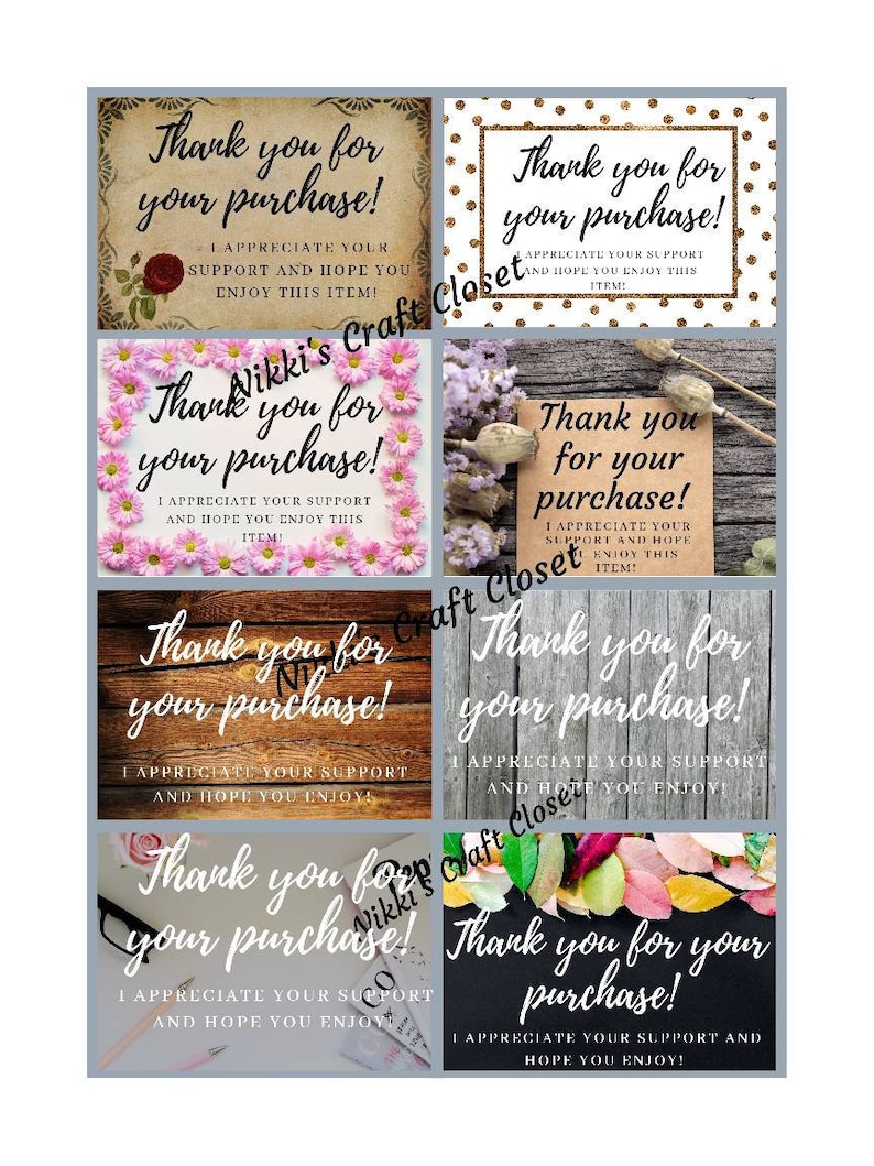 Thank You Notes Set for Customer Purchase, Appreciation for Sale in ...
