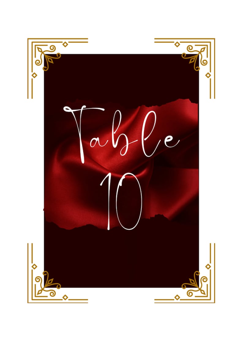 Printable Red and Black Wedding Table Numbers 25 Dark Red - Etsy