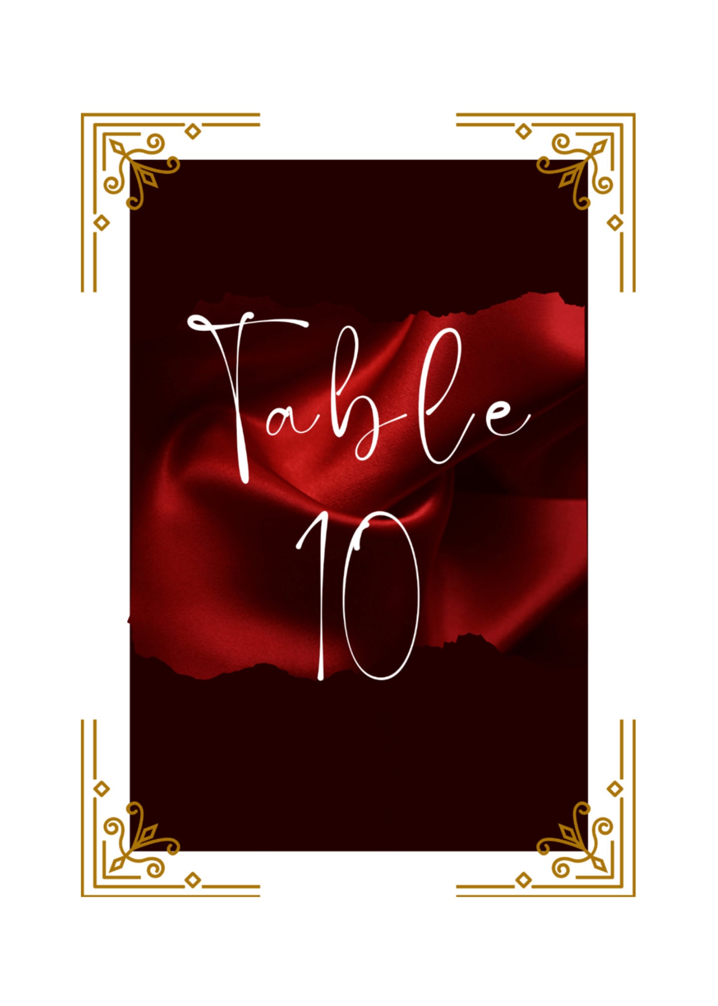 Printable Red and Black Wedding Table Numbers, 25 Dark Red Reception ...