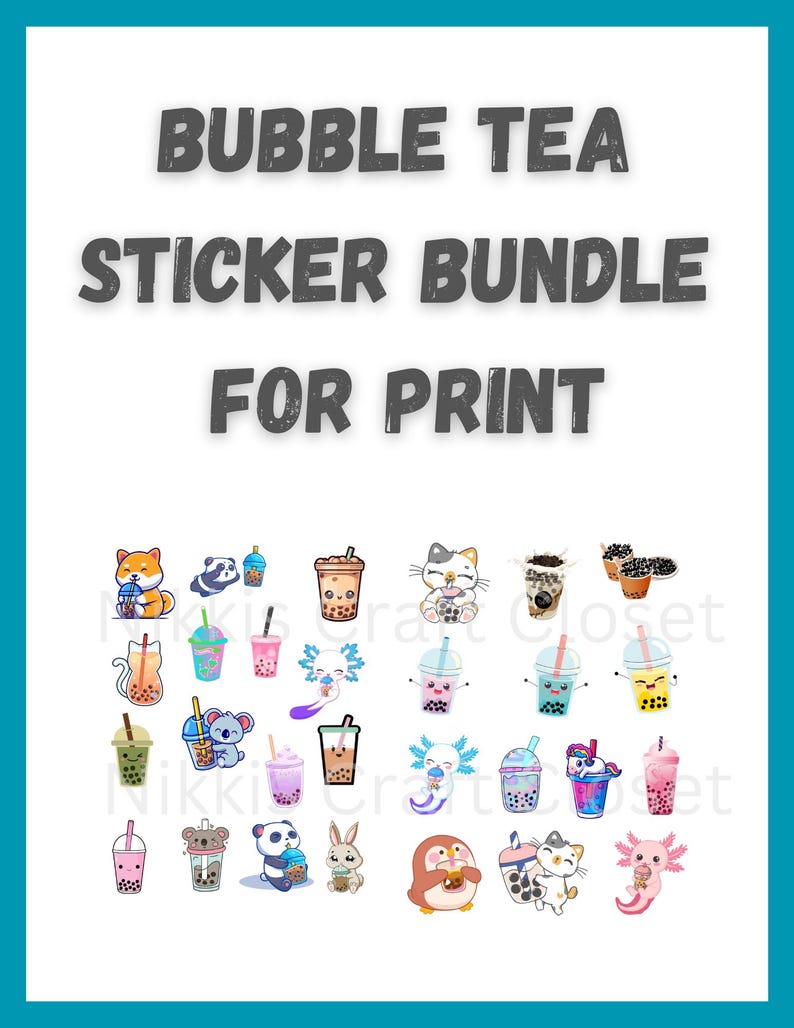 70 Printable Boba Sticker Set, Bubble Tea Stickers, Digital Sticker ...