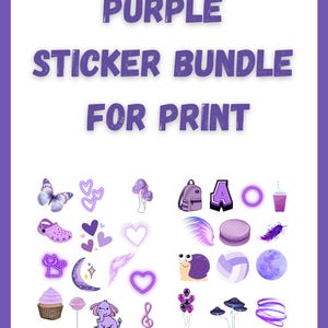 120 Printable Purple Sticker Set, Love Purple Stickers, Digital Sticker ...