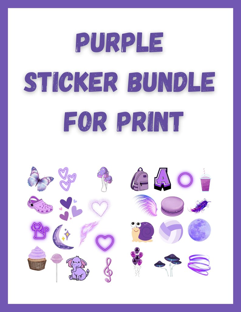 120 Printable Purple Sticker Set, Love Purple Stickers, Digital Sticker ...