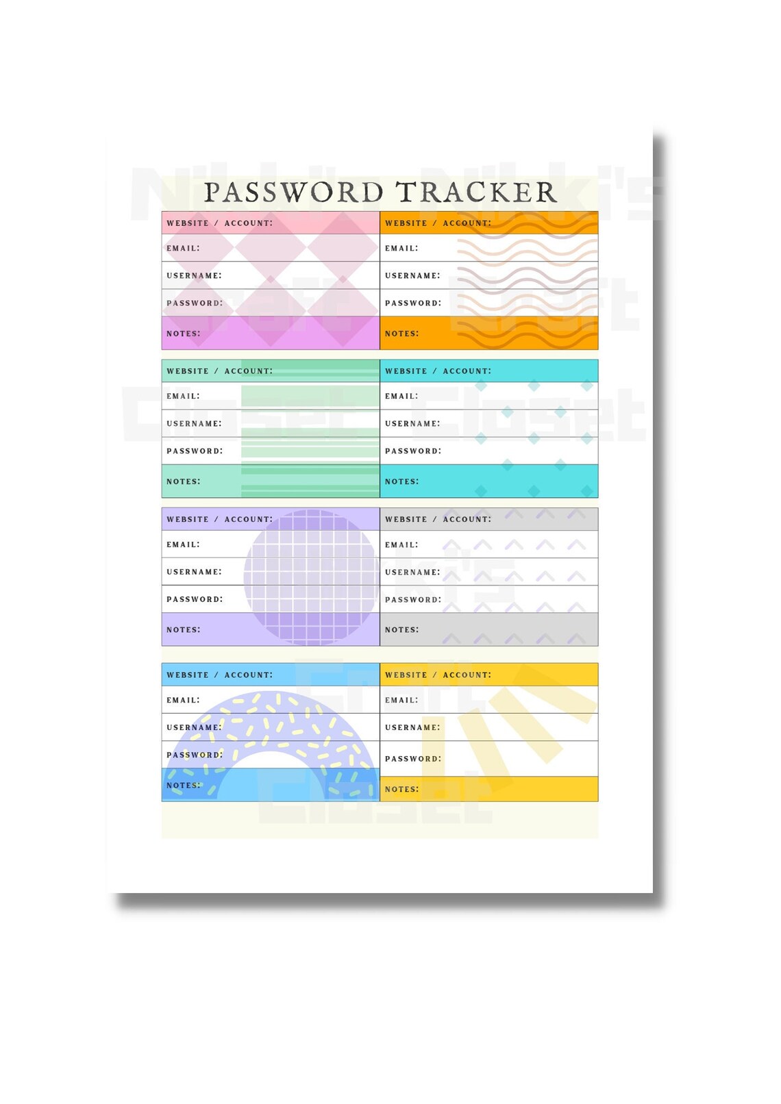 Password Tracker Printable Password Book Password Keeper - Etsy